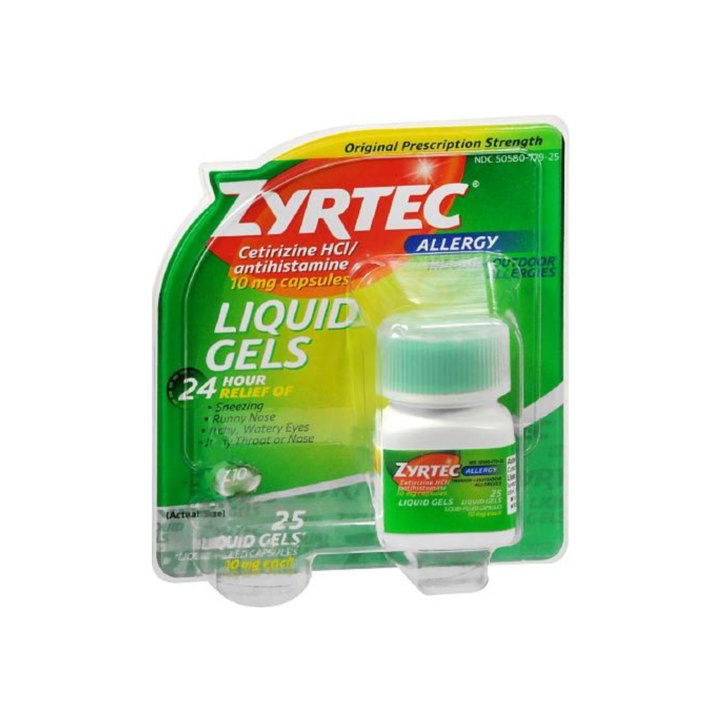 Zyrtec 24-Hour Allergy Relief, 10 mg, Liquid Gels 25 ea – valpacks