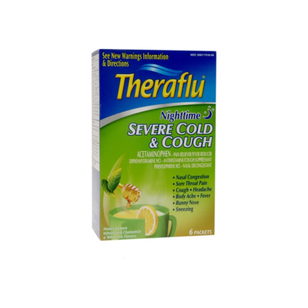 TheraFlu Nighttime Severe Cold & Cough Packets Honey Lemon, Chamomile ...