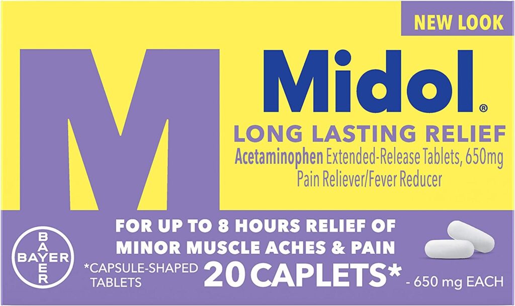 Midol Long Lasting Relief, with Acetaminophen, Pain Reliever & Fever ...